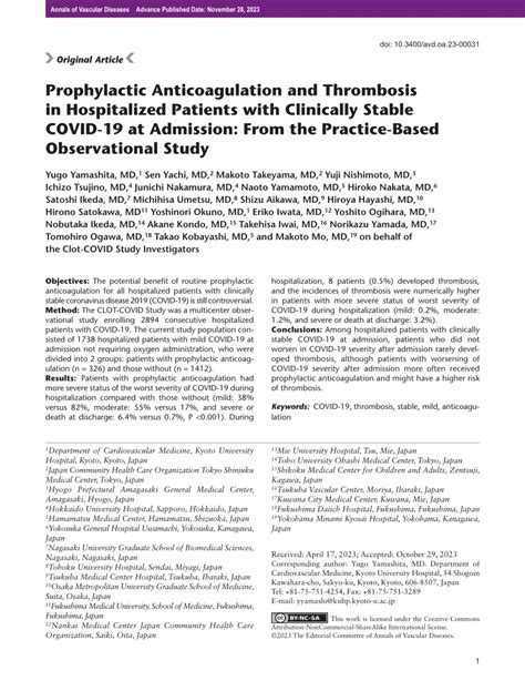 Pdf Prophylactic Anticoagulation And Thrombosis In Hospitalized Patients With Clinically