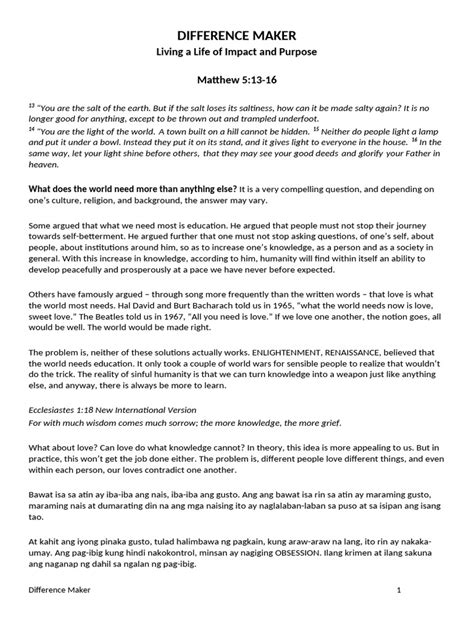 Difference Maker Pdf