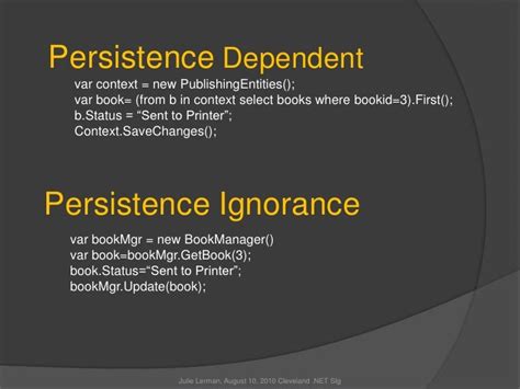persistence ignorance in entity framework 4 julie lerman