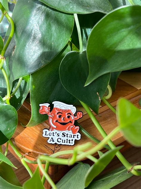 Lets Start A Cult Enamel Pin Koolaid Man Brooch Cult Lapel Pin Red Koolaid Drink The Koolaid Etsy