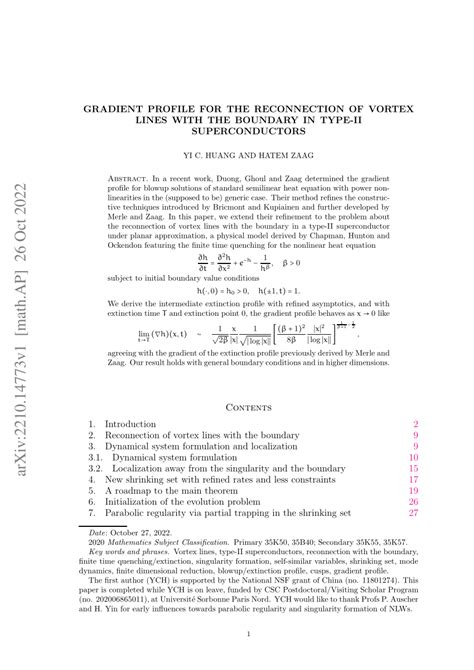 Pdf Gradient Profile For The Reconnection Of Vortex Lines With The