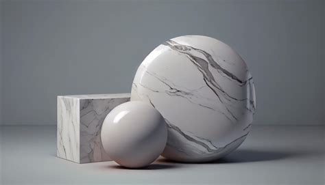 Premium Ai Image Creative Minimalist Sculpture Arrangement On Table Random Marble Stones