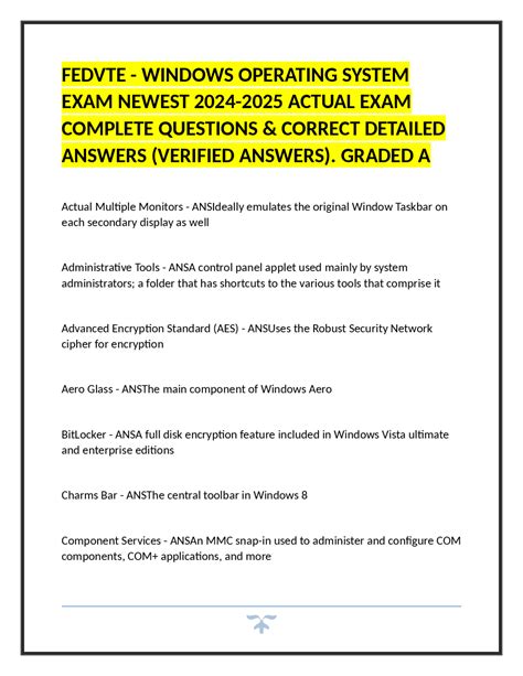 FEDVTE WINDOWS OPERATING SYSTEM EXAM NEWEST 2024 2025 ACTUAL EXAM COMPLETE QUIZS ANS Exams