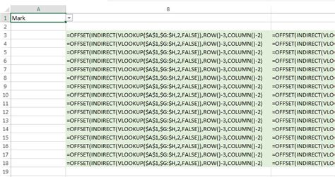 vlookup return an entire table according to value selected by user in