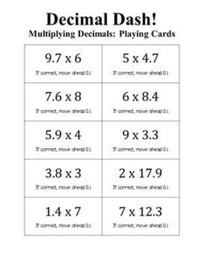 Multiplying With Decimals Game Decimal Dash Board Game Multiplying