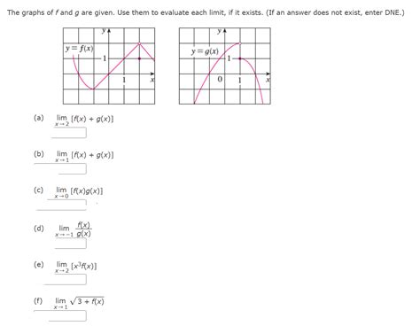 The Graphs Of F And G Are Given Use Them To Evaluate Each Limit If It E