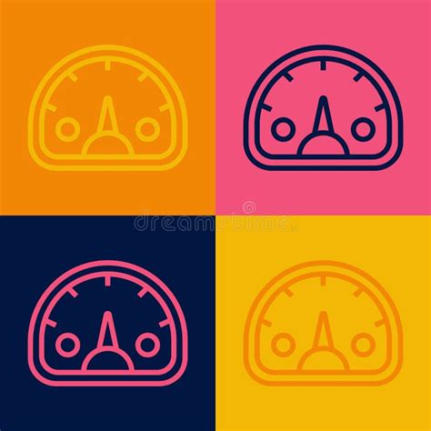 Pop Art Line Speedometer Icon Isolated On Color Background Vector Stock Vector Illustration