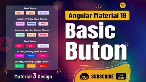 Angular 18 Stylish Basic Button In Angular Material Tutorial Material 3 Design Youtube