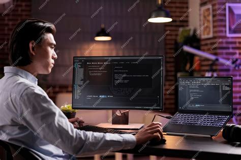 Premium Photo Asian Developer Using Binary Code To Script Security