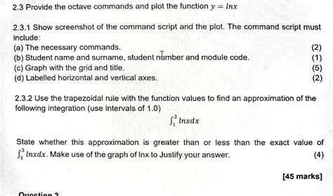 Solved 23 Provide The Octave Commands And Plot The Function