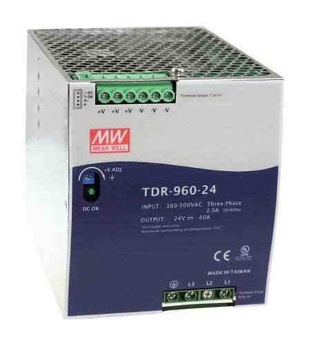 Tdr 960 24 960 W 3phase Input Output 24vdc 40amp Industrial Din Rail Power Supply Single