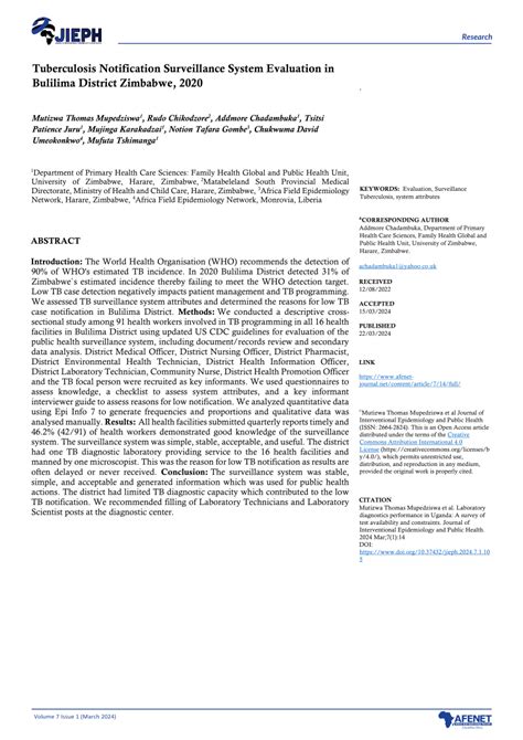 Pdf Tuberculosis Notification Surveillance System Evaluation In