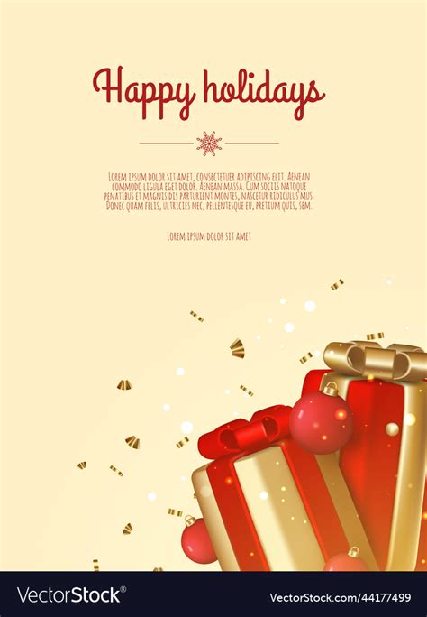 Christmas Gifts Holiday Realistic 3d Objects Vector Image