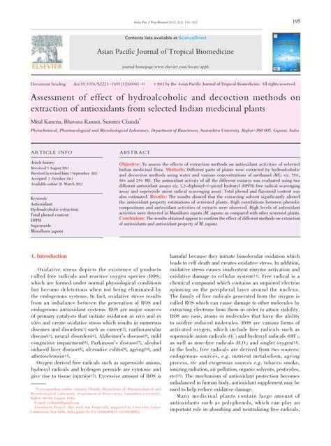 Pdf Assessment Of Effect Of Hydroalcoholic And Decoction Methods On