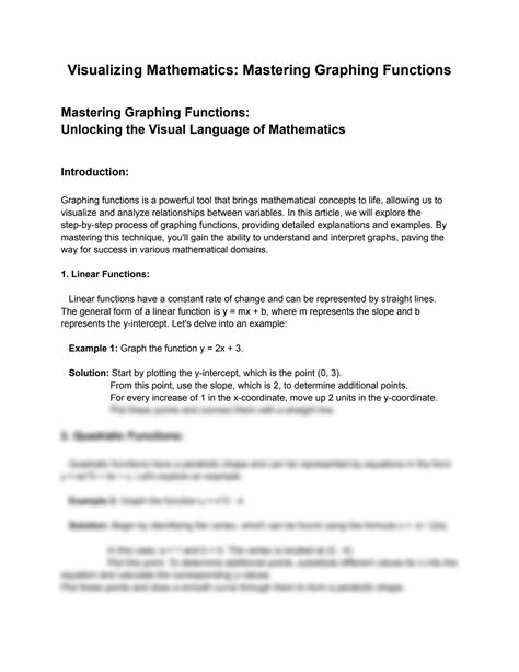SOLUTION Visualizing Mathematics Mastering Graphing Functions Studypool