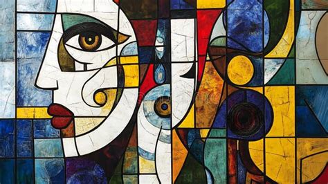 Abstract Faces And Forms A Colorful Mosaic Of Emotion And Fragmented Identity Stock Footage