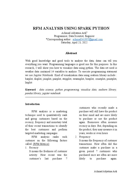 rfm analysis using python spark pdf data marketing