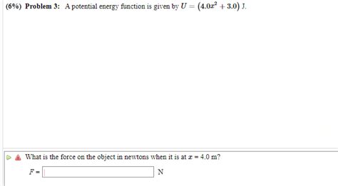Solved Problem A Potential Energy Function Is Given Chegg