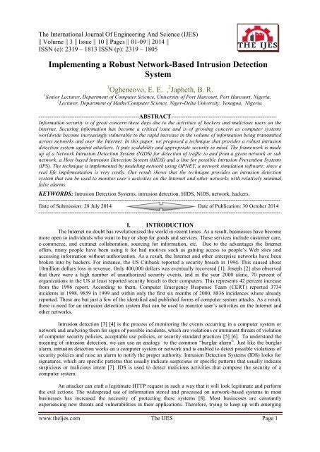 Implementing A Robust Network Based Intrusion Detection System