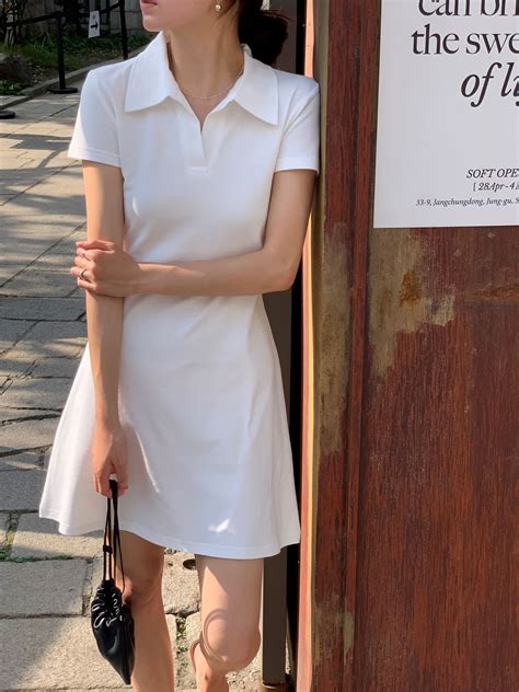 루어스룸 자체제작 네시아 카라 반팔 피케 Pk 반팔 여름 피케이 라인 플레어 원피스 3color