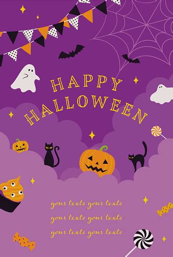 배너 카드 전단지 소셜 미디어 배경 화면 등을위한 할로윈 일러스트레이션이있는 벡터 배경 할로윈에 대한 스톡 벡터 아트 및 기타 이미지 Istock