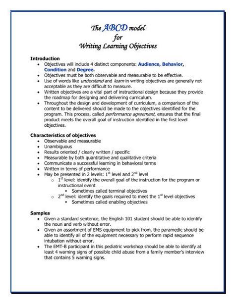 What Is Abcd Format Lesson Plan Printable Education Templates