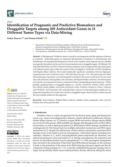 Pdf Identification Of Prognostic And Predictive Biomarkers And Druggable Targets Among 205