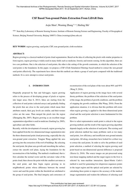 Pdf Csf Based Non Ground Points Extraction From Lidar Data