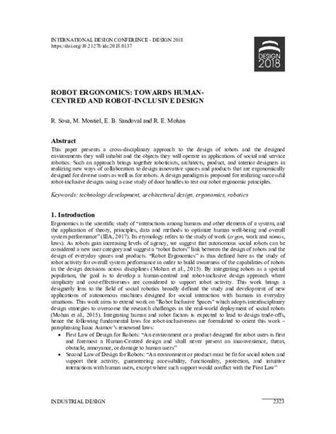 Pdf Robot Ergonomics Towards Human Centred And Robot Inclusive