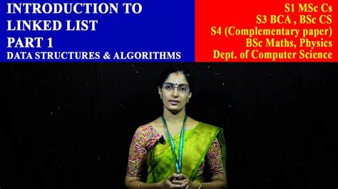 Introduction To Linked List Part 1 Data Structures And Algorithms Christ Opencourseware Youtube