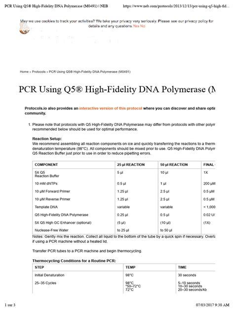 Neb Q5 Pdf Polymerase Chain Reaction Taq Polymerase