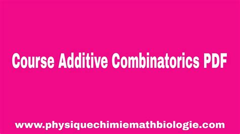 Course Additive Combinatorics Pdf