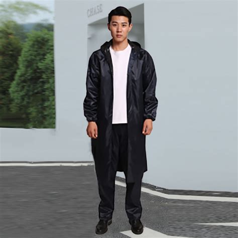 ชุดกันฝน มีแถบสะท้อนแสง รุ่นหมวกติดเสื้อ Waterproof Rain Suitt เสื้อกันฝนมอเตอร์ไซค์ Split