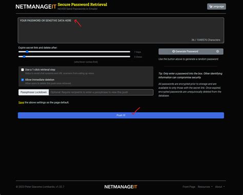 how to use our free password pusher secure site