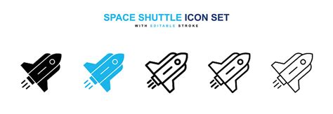 우주 왕복선 아이콘 그래픽이 검은색과 파란색으로 설정되어 있습니다 개념 기호에 대한 스톡 벡터 아트 및 기타 이미지 개념 기호 과학 교통수단 Istock