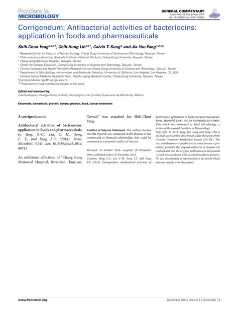 Pdf Corrigendum Antibacterial Activities Of Bacteriocins Application In Foods And