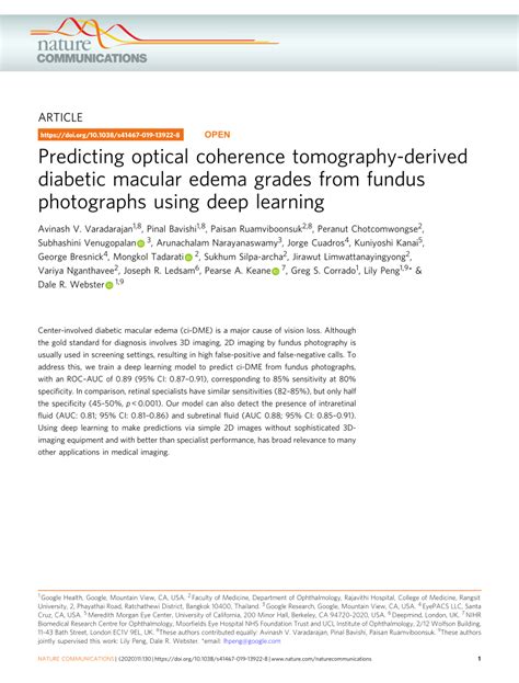 Pdf Predicting Optical Coherence Tomography Derived Diabetic Macular Edema Grades From Fundus