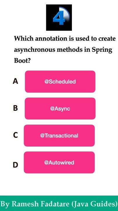 Spring Boot Quiz 27 Which Annotation Is Used To Create Asynchronous Methods In Springboot