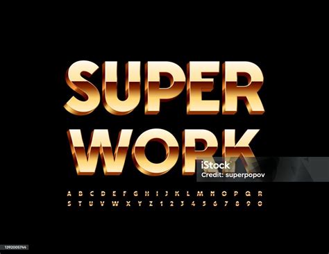 벡터 엘리트 배너 골드 현대 알파벳 문자와 숫자 세트와 슈퍼 작업 개념에 대한 스톡 벡터 아트 및 기타 이미지 개념 경영자 고급 Istock