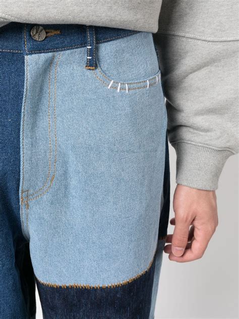 Ader Error Denim Patchwork Cotton Jeans In Blue Modesens