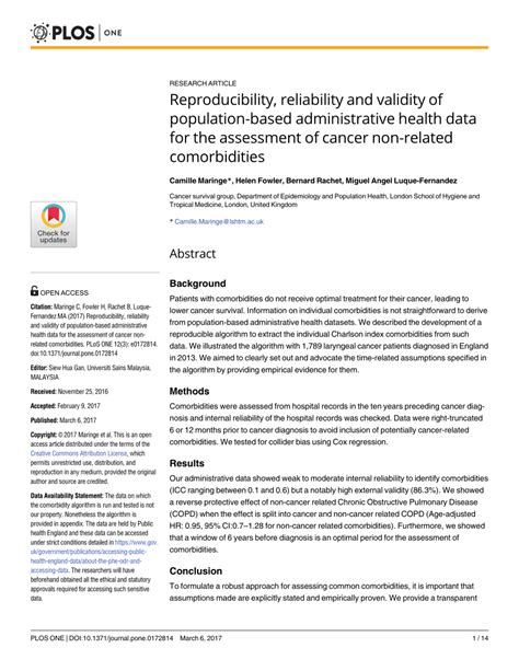 Pdf Reproducibility Reliability And Validity Of Population Based