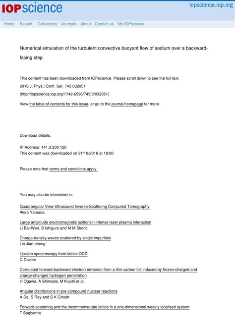 Pdf Numerical Simulation Of The Turbulent Convective Buoyant Flow Of Sodium Over A Backward