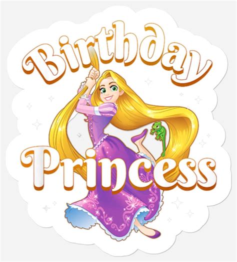 White 2 X 2 Disneys Tangled Birthday Princess Rapunzel Pascal Stickers