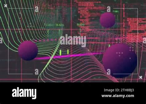 animation of graphical infographic interface with rotating globe wave