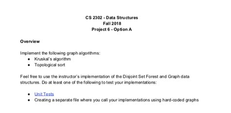 Solved Cs 2302 Data Structures Fall 2018 Project 6 Option A