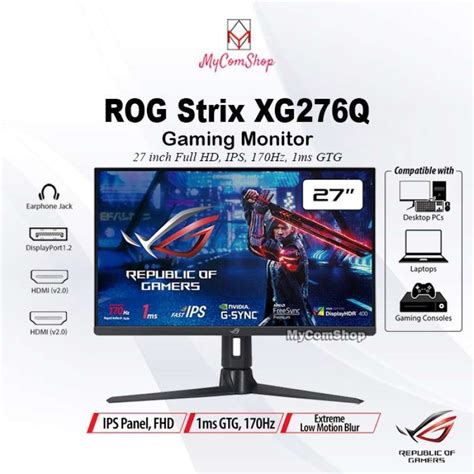 Jual ASUS ROG STRIX XG276Q GAMING MONITOR 27 INCH FHD IPS 170Hz 1MS GTG Di Seller Mycomshop