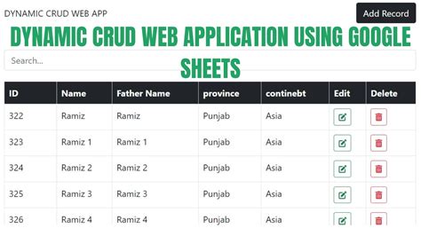 Complete Dynamic Crud Web App Using Google Sheets Appscript R