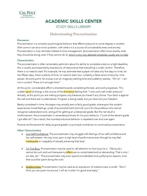 Procrastination Pdf Professional Skills Procrastination