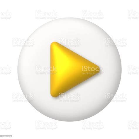 흰색 버튼의 황금 화살표 재생 버튼 3d 사실적인 벡터 디자인 요소 3차원 형태에 대한 스톡 벡터 아트 및 기타 이미지 3차원 형태 개념 게임 시작 신호 Istock