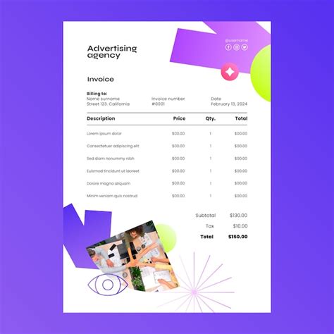 Free Vector Advertising Agency Invoice Template